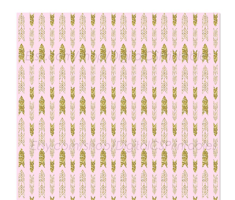 Gold and Pink Arrow Digital Paper Arrow Gold Glitter Digital - Etsy