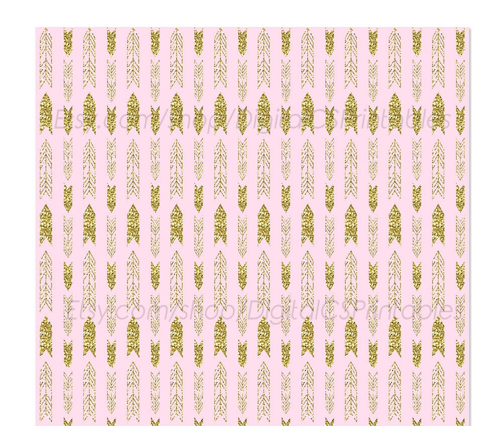 Gold and Pink Arrow Digital Paper Arrow Gold Glitter Digital - Etsy