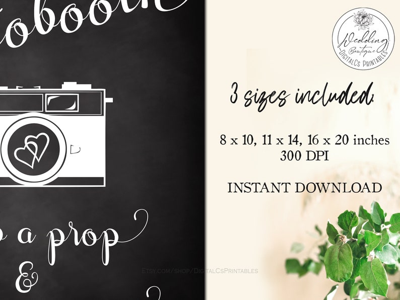 Wedding Photobooth Sign Instant Download Black Wedding Sign Chalk Board ...