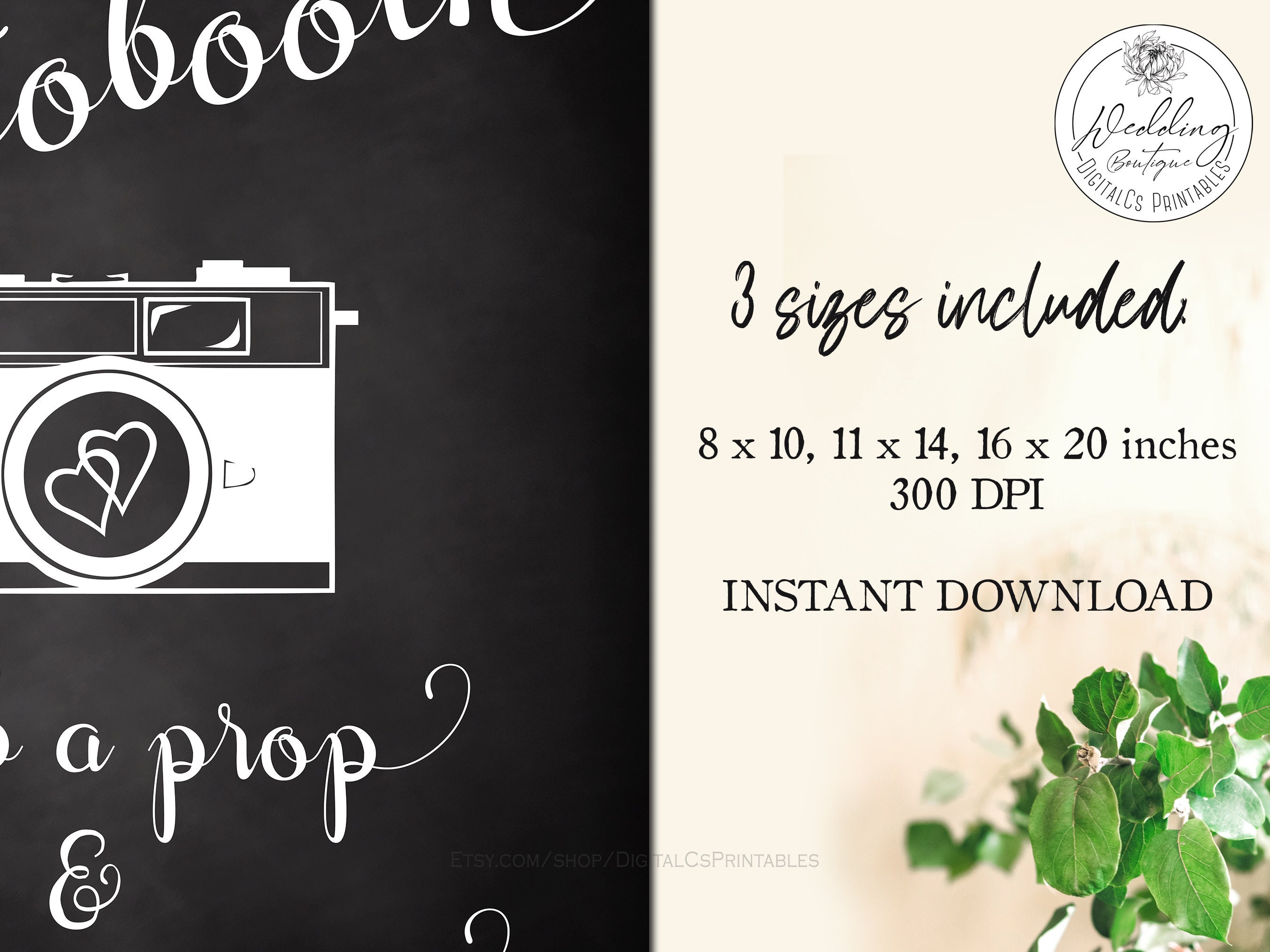 Wedding Photobooth Sign Instant Download Black Wedding Sign Chalk Board ...