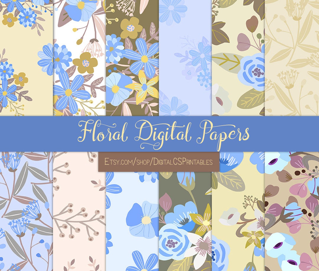 Fall Floral Digital Paper Floral Purple Digital Paper Flower Fall ...
