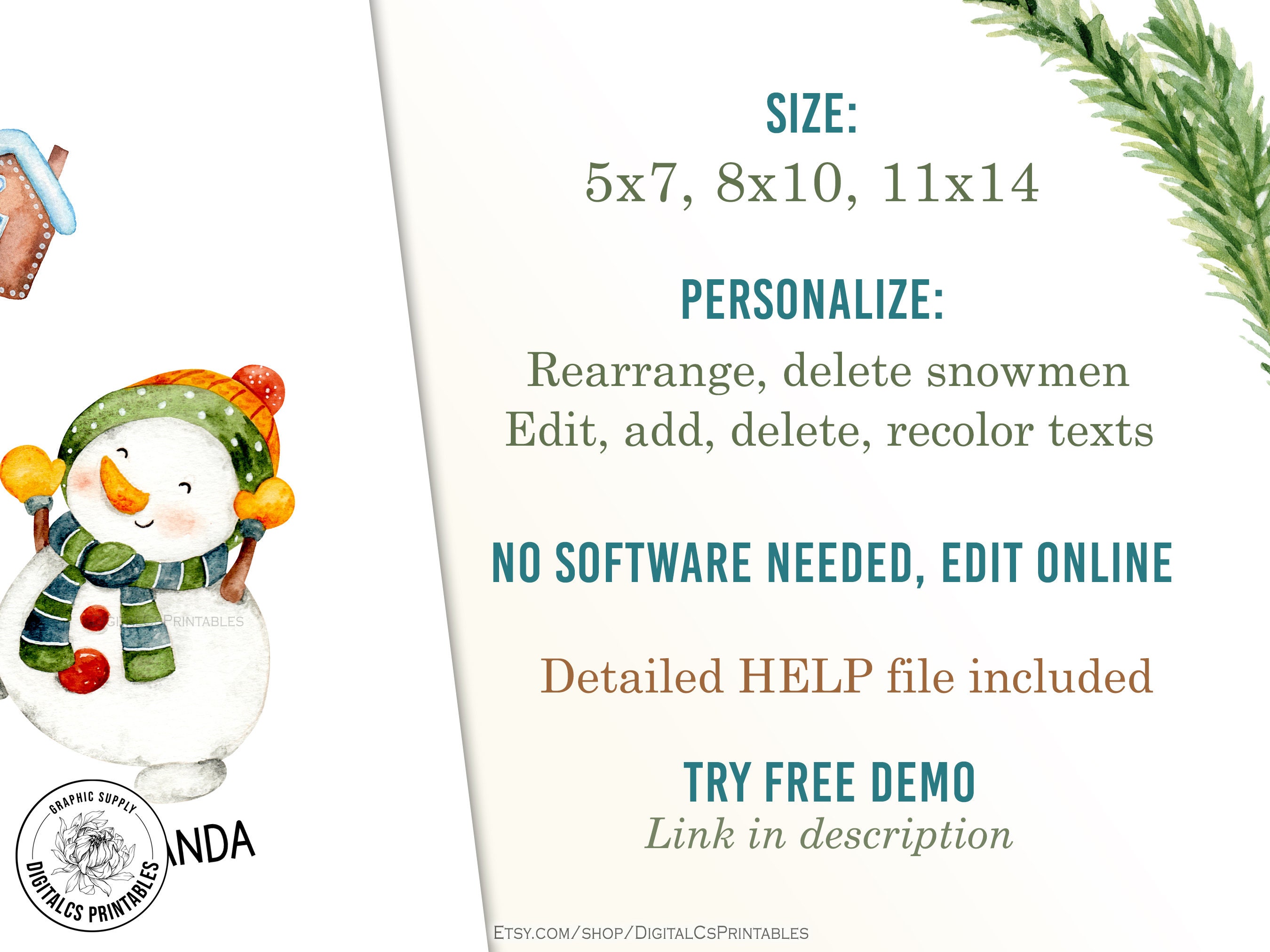 Snowman Family Personalized Christmas Sign Printable Christmas Wall Art ...