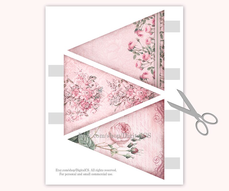 Printable Bunting Garland Shabby Chic Cottage Chic French Country ...
