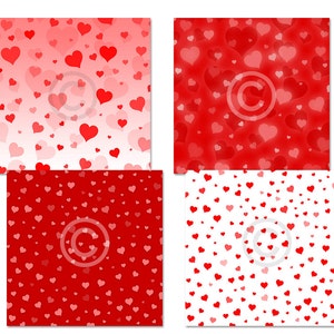 Heart Digital Paper Valentine Digital Paper Love Digital Paper Red ...