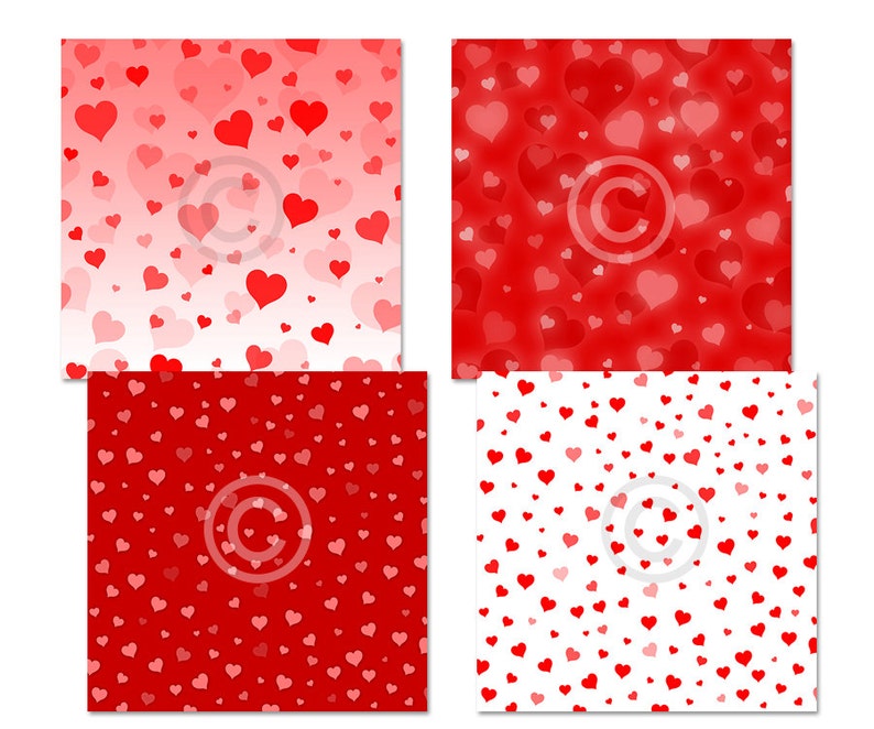 Heart Digital Paper Valentine Digital Paper Love Digital Paper | Etsy