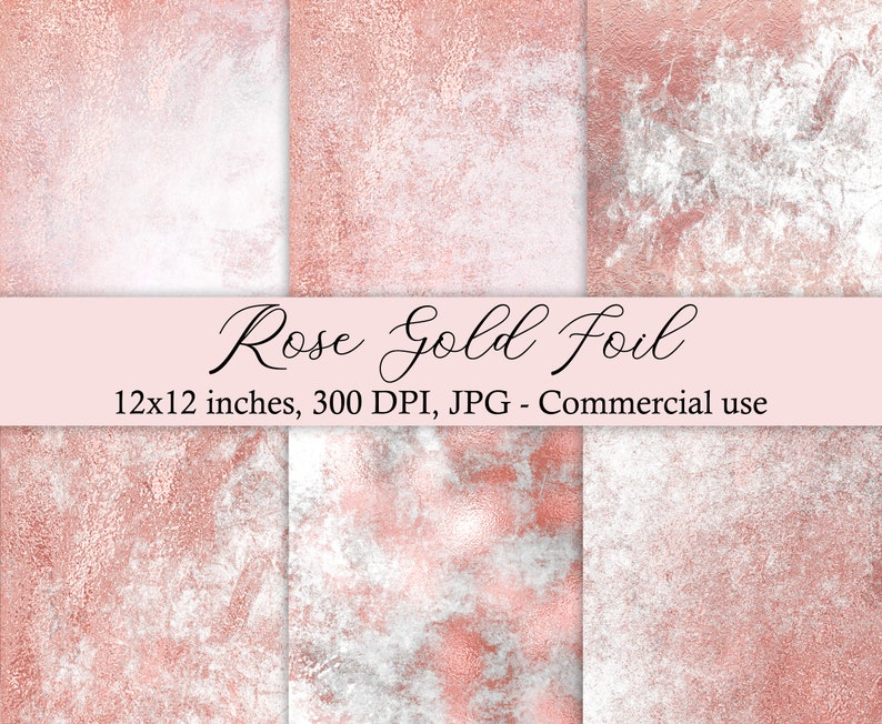 Rose Gold Digital Paper Gold Grunge Overlay Rose Gold Foil - Etsy