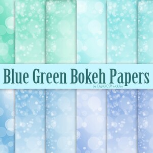Bokeh Digital Paper Blue Bokeh Mint Bokeh Pastel Blue Digital Paper ...
