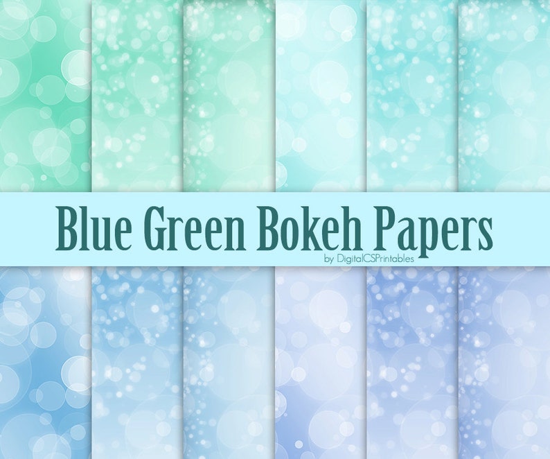Bokeh Digital Paper Blue Bokeh Mint Bokeh Pastel Blue Digital Paper ...