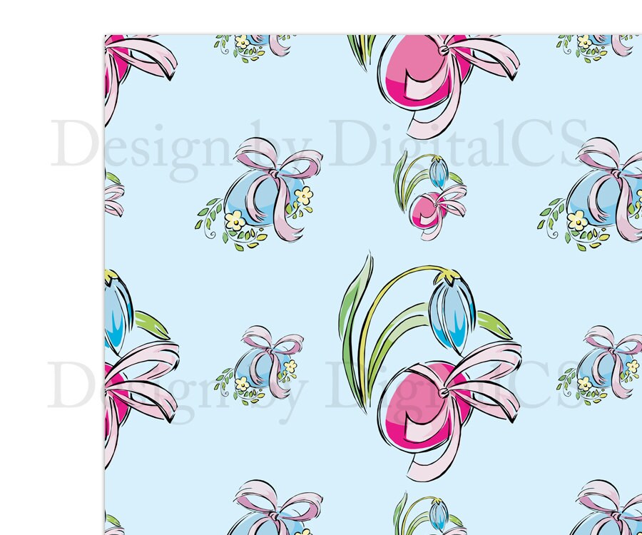 Easter Digital Paper Easter Scrapbook Paper Bunny Digital Paper Pink ...