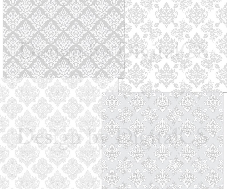 Silver Wedding Digital Paper Grey Wedding Paper Printable - Etsy