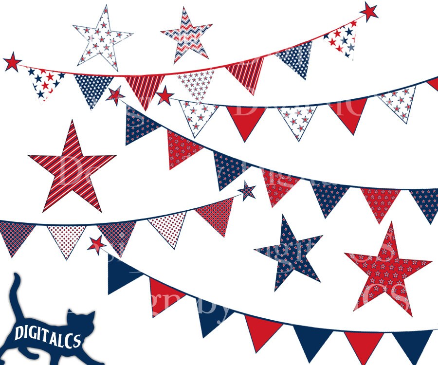 4th of July Clipart Clip Art Independence Day Digital PNG Bunting Clip ...