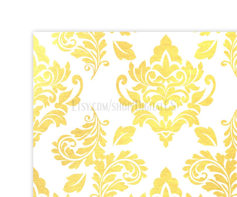 Gold Foil Digital Paper Gold Digital Paper Gold Damask Digital Paper ...