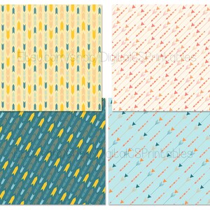 Tribal Digital Paper Tribal Arrow Digital Paper Arrow Teal and - Etsy