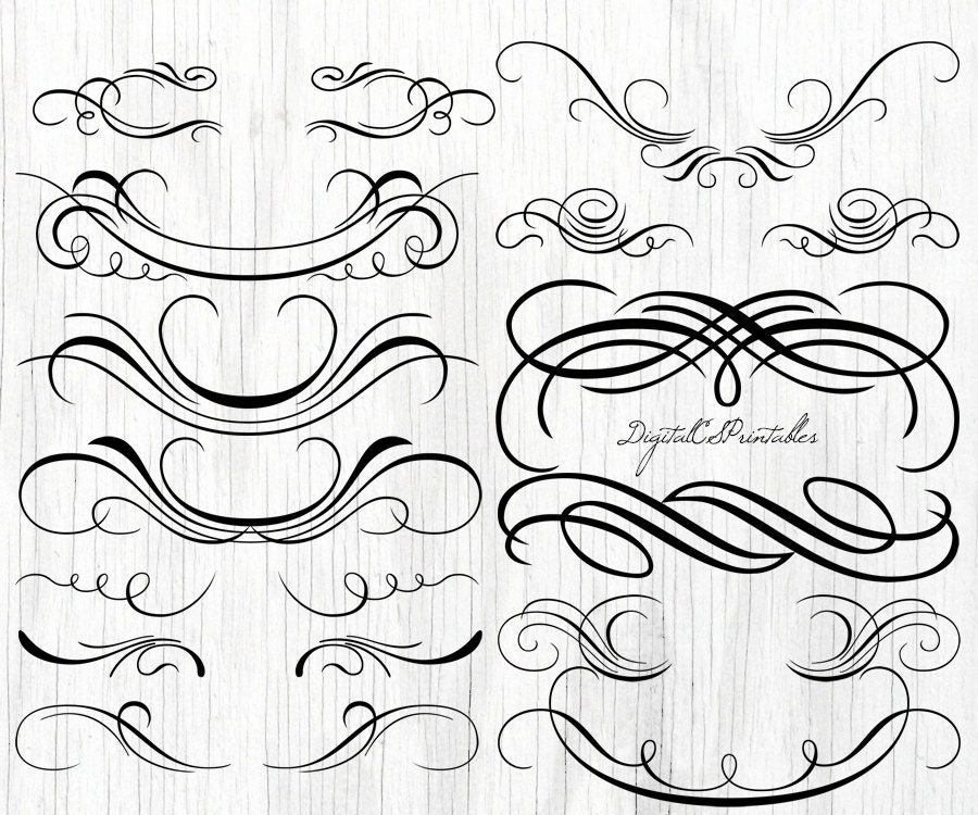 Swirl Clipart Digital Borders Border Clipart Divider Clipart Wedding ...