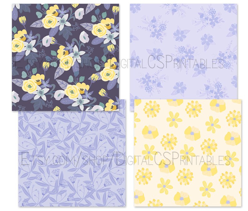 Purple Digital Paper Purple Floral Digital Paper Floral Flower Digital ...