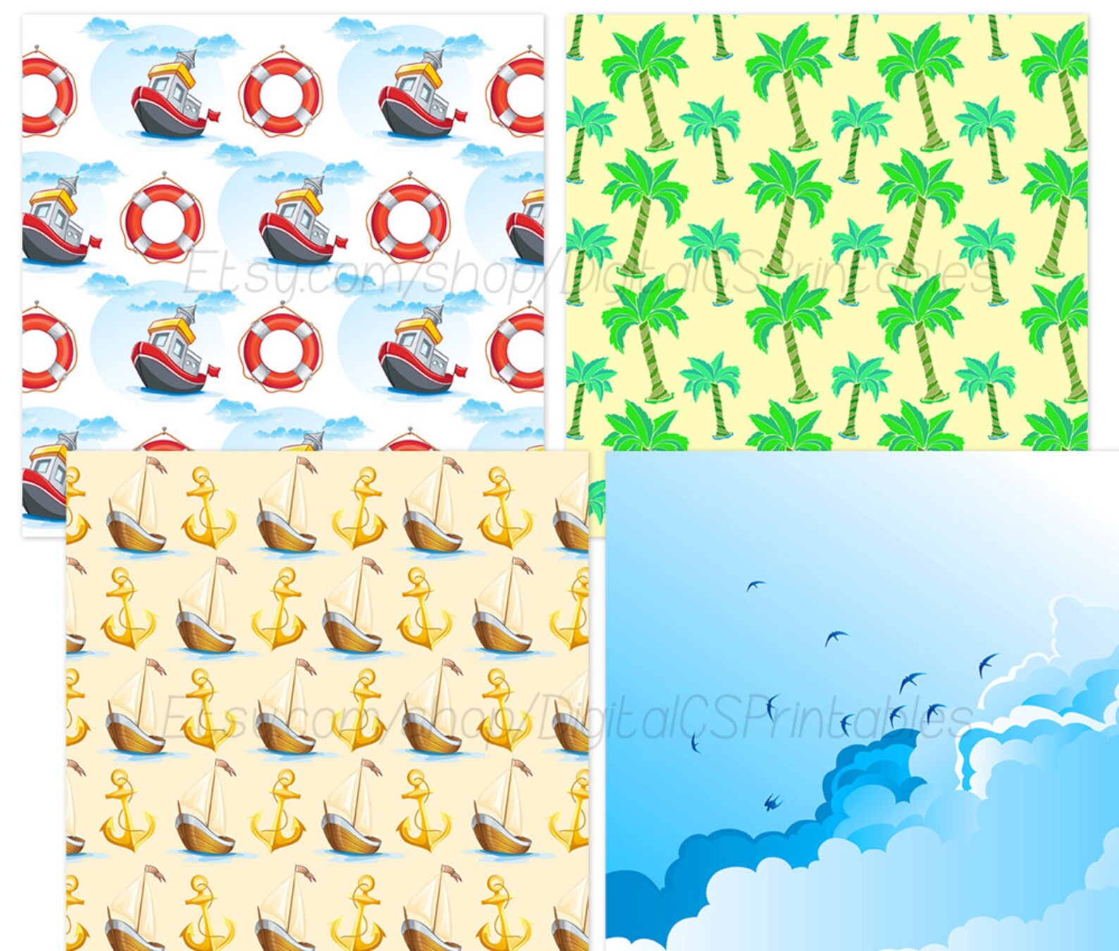 Cute Summer Digital Paper Summer Kids Digital Paper Beach - Etsy