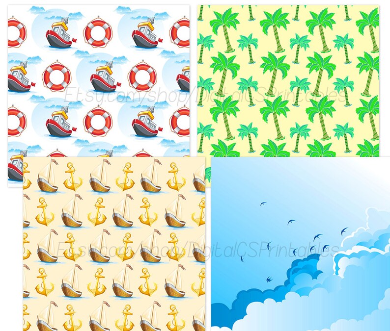 Cute Summer Digital Paper Summer Kids Digital Paper Beach - Etsy