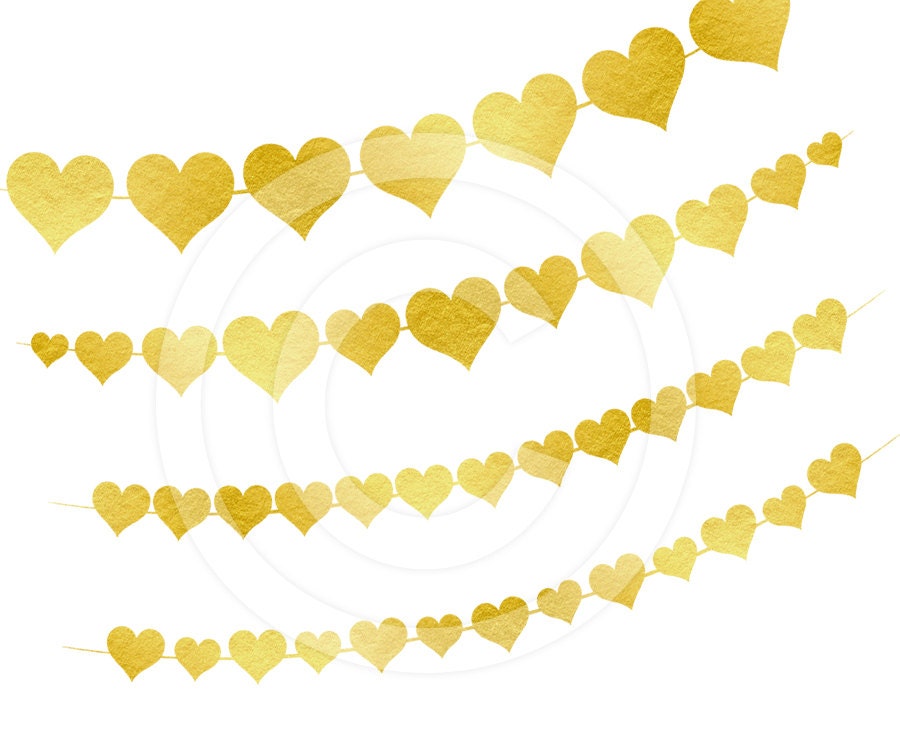 Heart Clipart Valentines Day Clipart Love Clipart Bunting Gold Foil ...