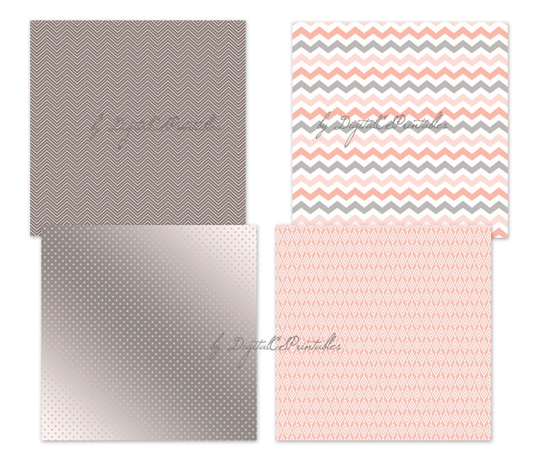 Coral Digital Paper Salmon Digital Paper Pink and Grey Digital Paper ...