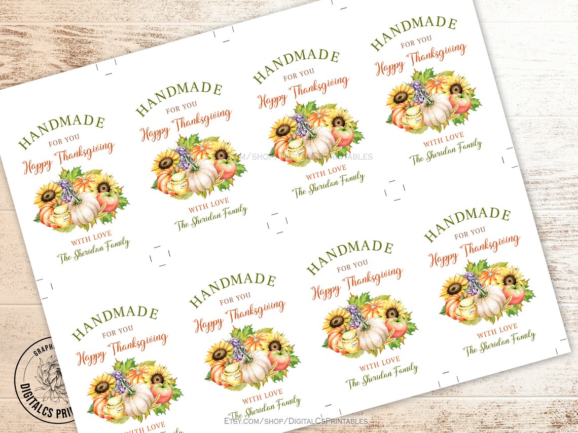 Editable Thanksgiving Template Thanksgiving Tags Handmade With - Etsy