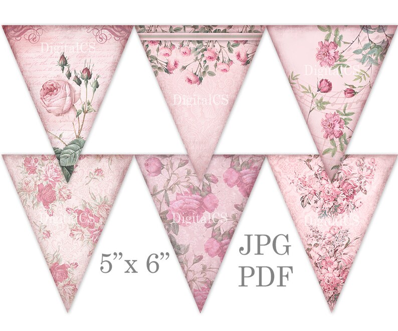 Printable Bunting Garland Shabby Chic Cottage Chic French Country ...