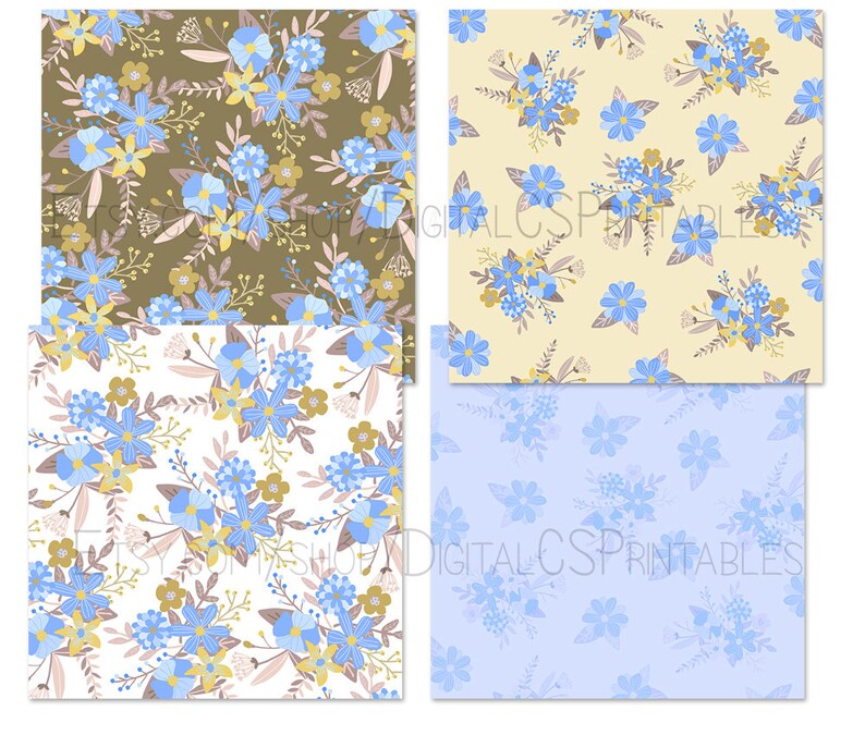 Fall Floral Digital Paper Floral Purple Digital Paper Flower Fall ...