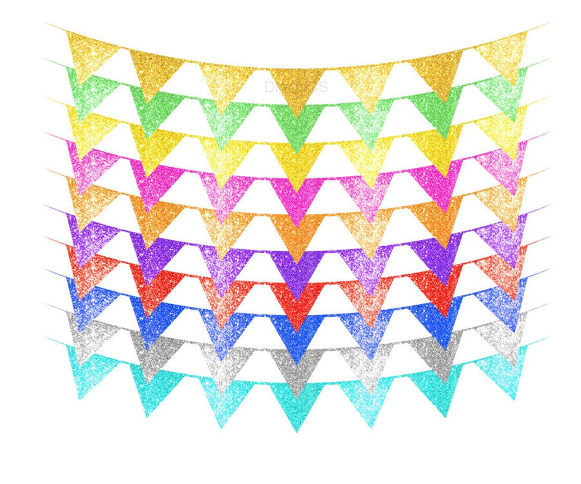 Glitter Bunting Clipart Bunting Clip Art Glitter Clipart Digital ...