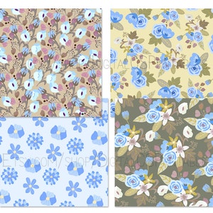 Fall Floral Digital Paper Floral Purple Digital Paper Flower Fall ...