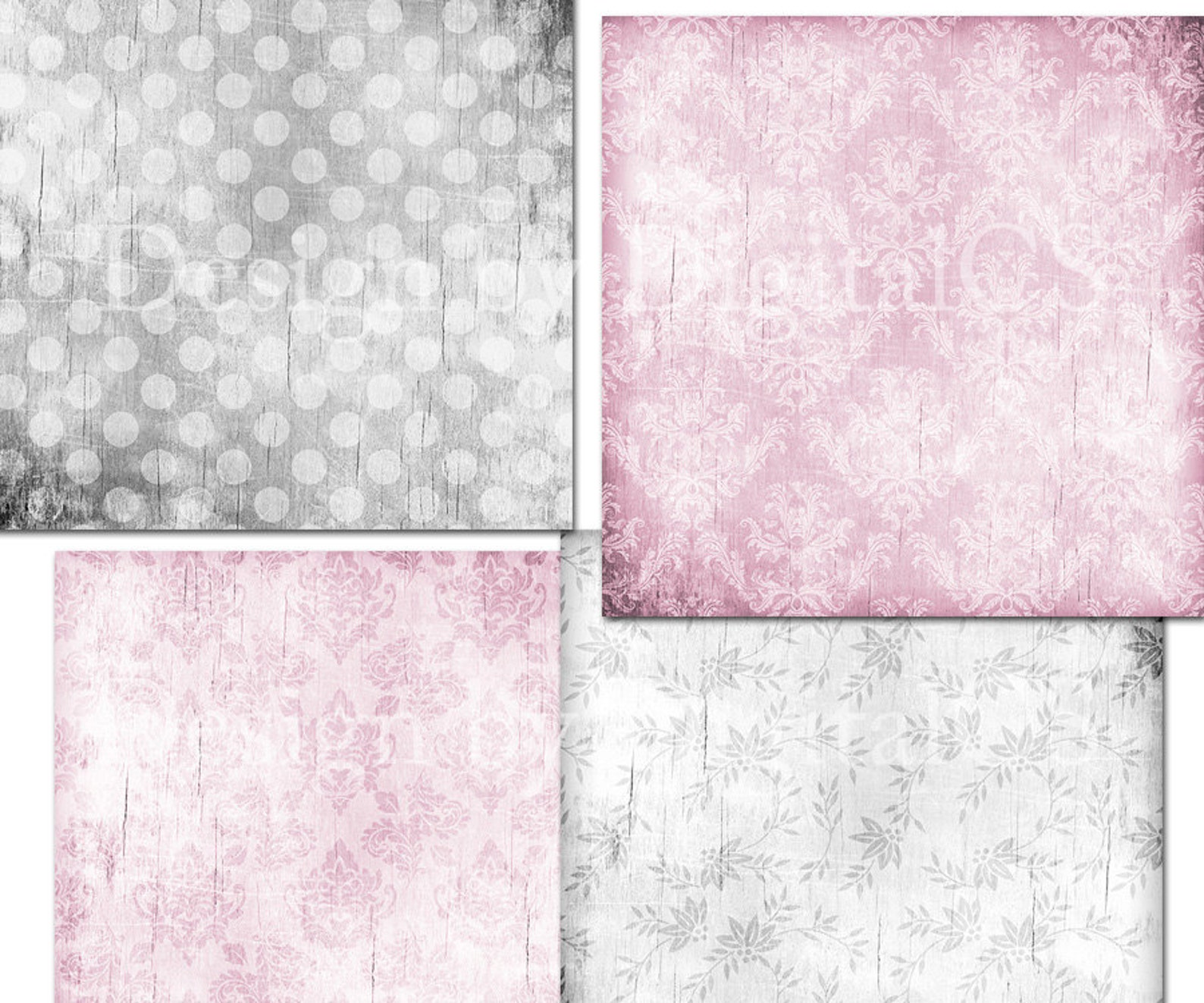 Pink Digital Paper Pink and Gray Shabby Chic Digital Paper Pink Digital ...