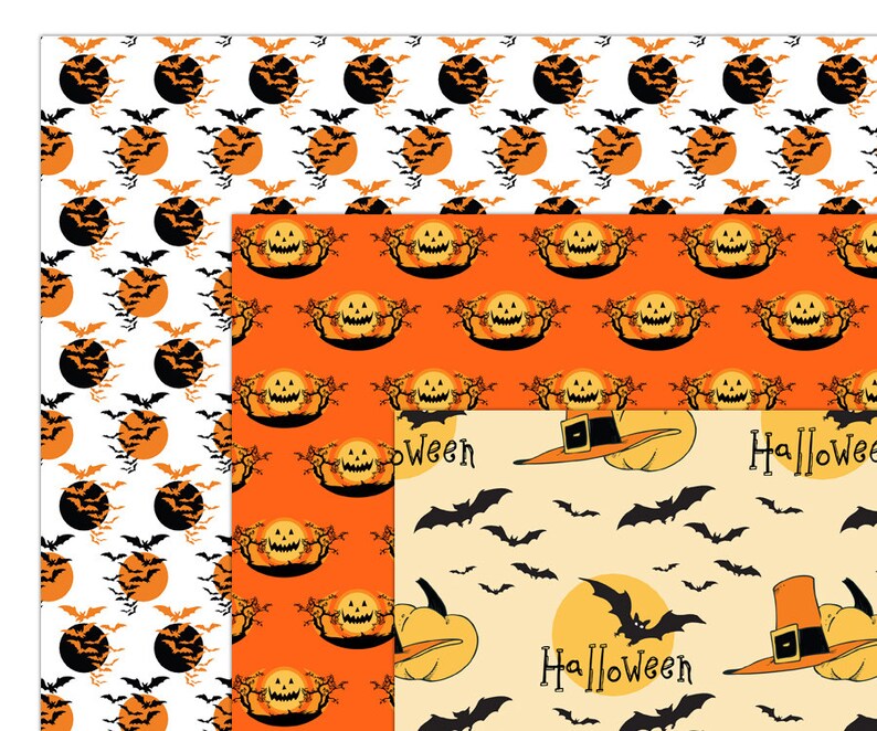 Halloween Digital Paper Halloween Scrapbook Paper Craft Paper Pumpkin ...