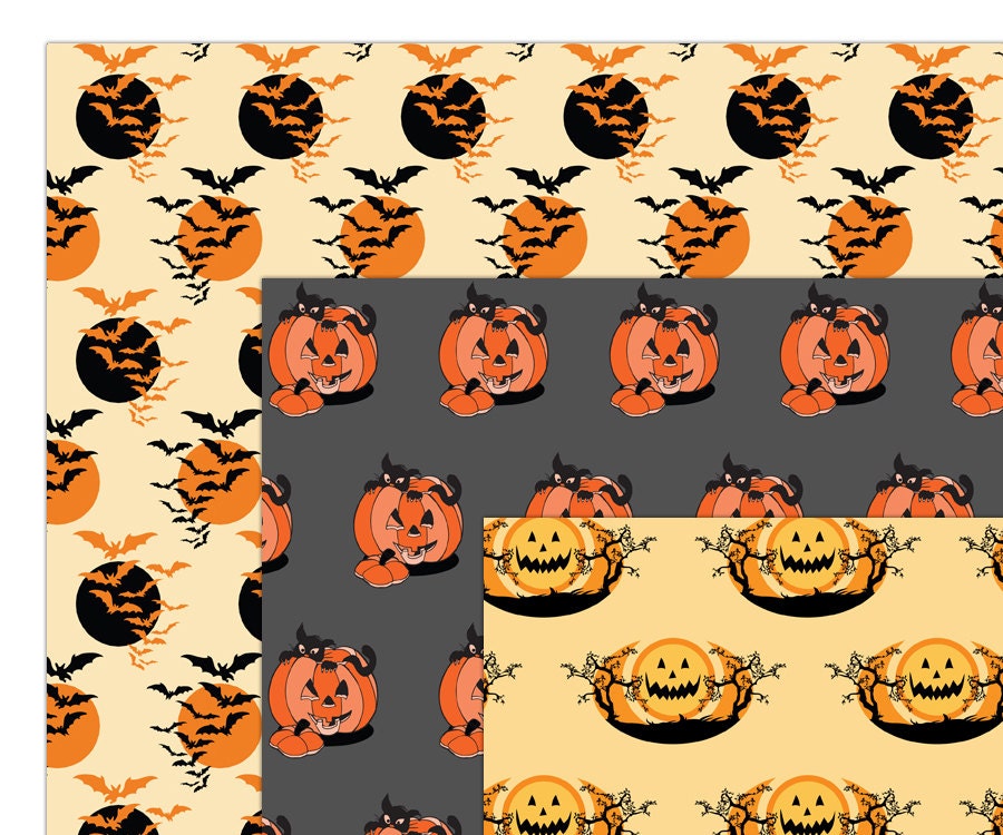 Halloween Digital Paper Halloween Scrapbook Paper Craft Paper Pumpkin ...