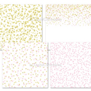 Confetti Digital Paper Gold and Pink Confetti Gold and Pink Digital ...