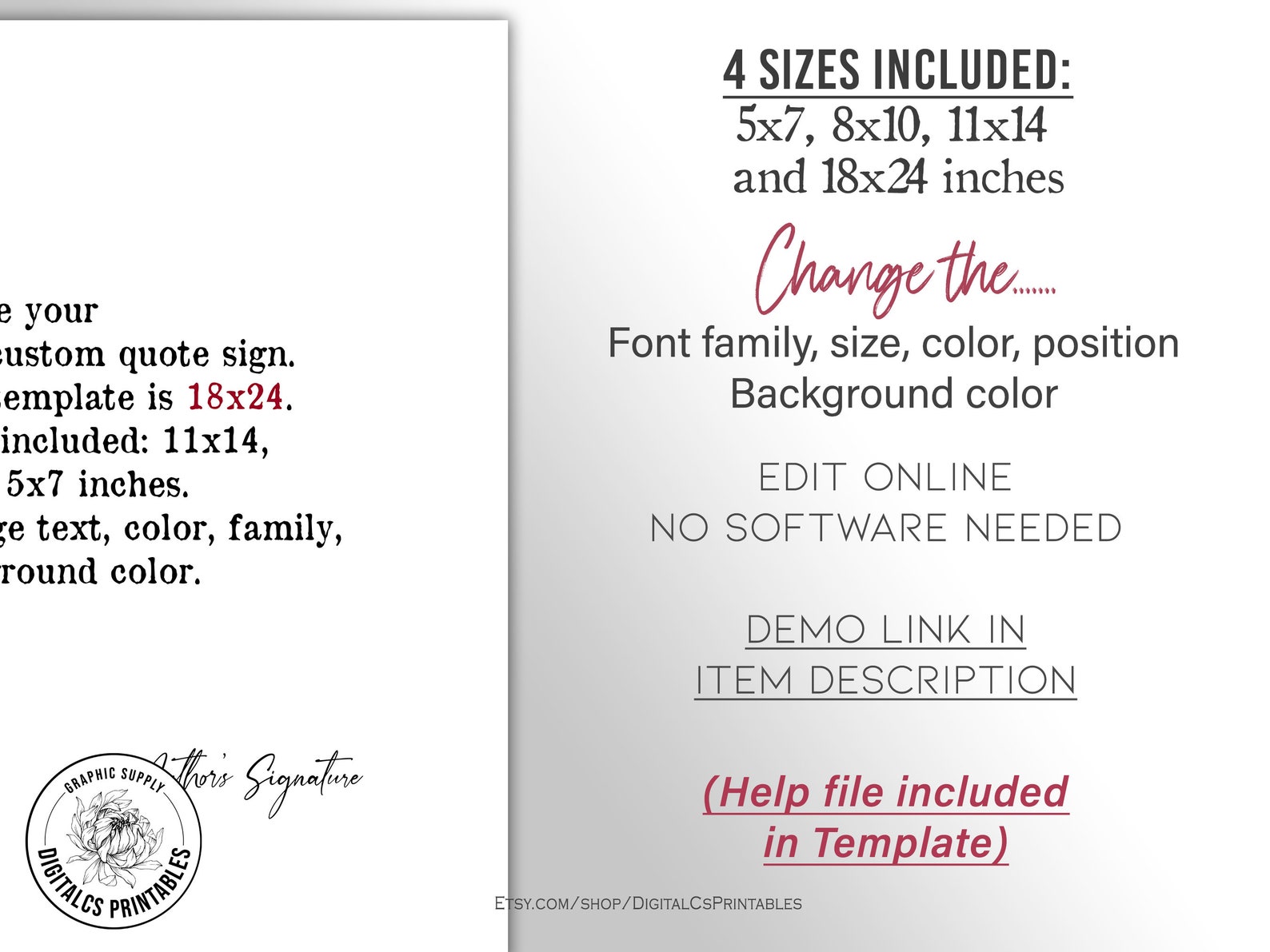 Custom Quote Sign Editable Print Custom Sign Template Print Create Your ...