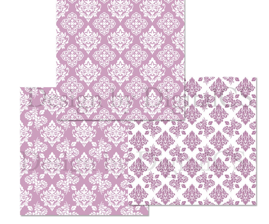Mauve Digital Paper Mauve Damask Digital Paper Pastel Digital Paper ...