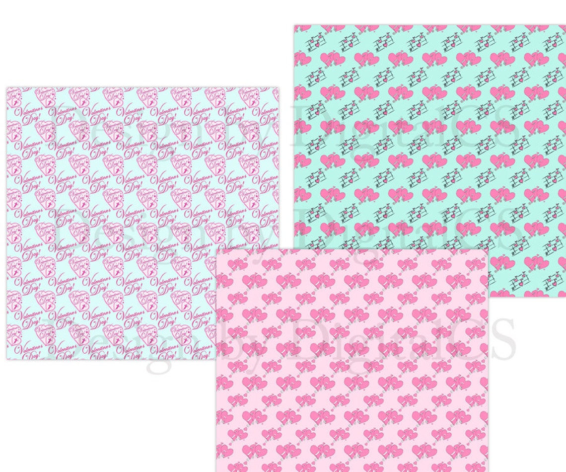 Valentines Day Digital Paper Pack Digital Paper Hearts Digital Paper ...