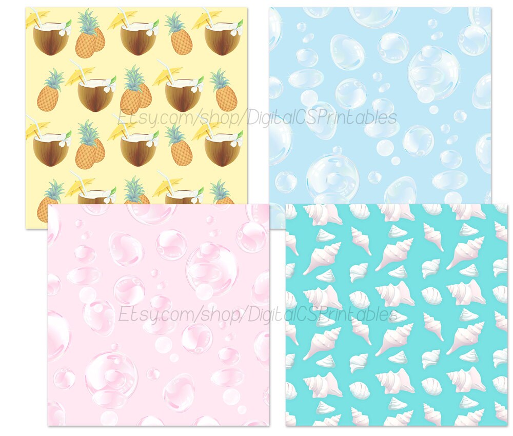 Summer Digital Paper Summer Beach Digital Paper Tropical - Etsy