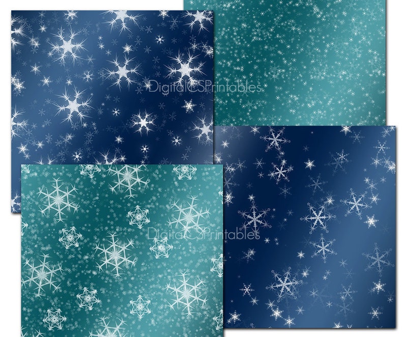 Snowflake Digital Paper Blue Christmas Digital Paper Winter - Etsy