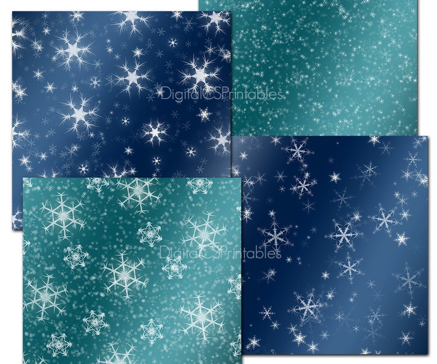 Snowflake Digital Paper Blue Christmas Digital Paper Winter - Etsy