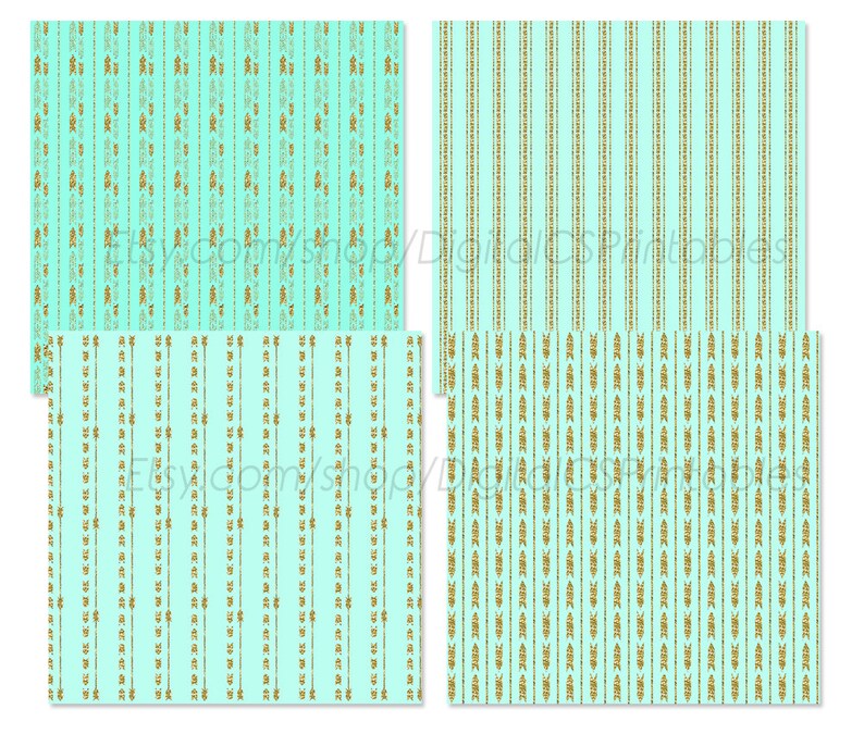 Gold and Mint Arrow Digital Paper Arrow Tribal Digital Paper Gold ...