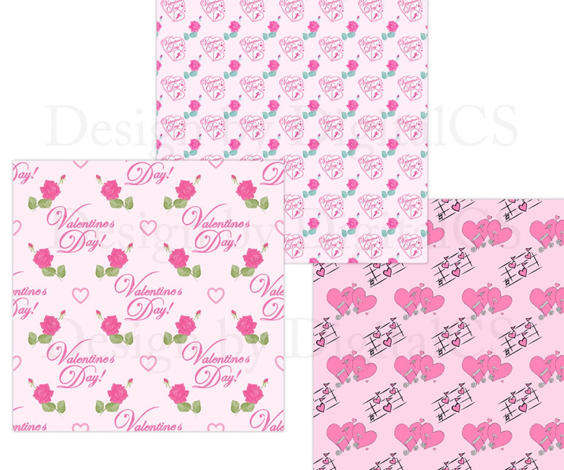Valentines Day Digital Paper Pack Digital Paper Hearts Digital Paper ...