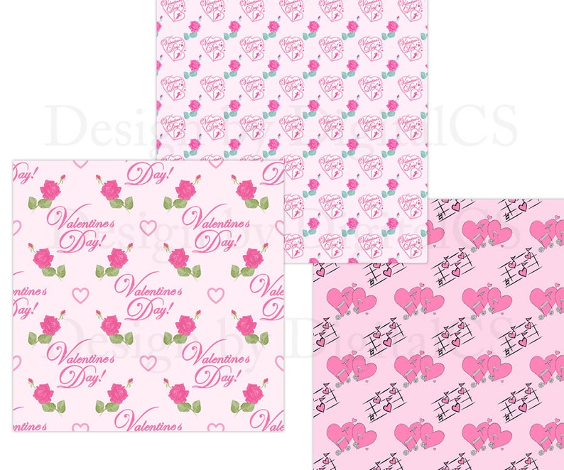 Valentines Day Digital Paper Pack Digital Paper Hearts Digital - Etsy