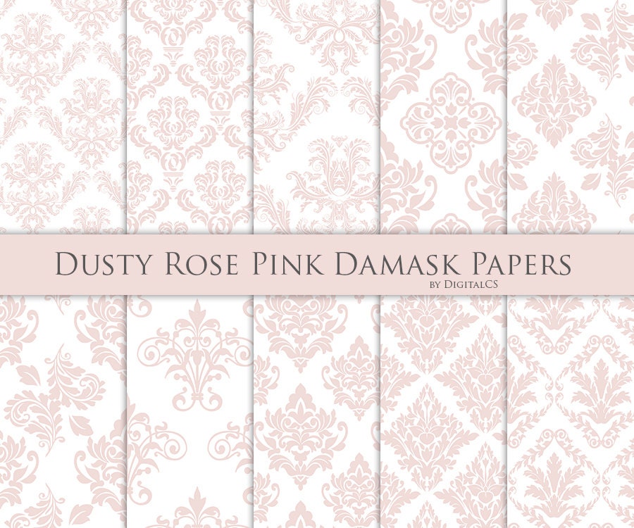 Dusty Rose Pink Damask Digital Paper Dusty Rose Digital Paper Dusty ...
