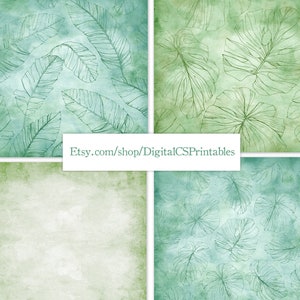 Watercolor Tropical Digital Paper Palm Leaf Pattern Exotic Digital ...