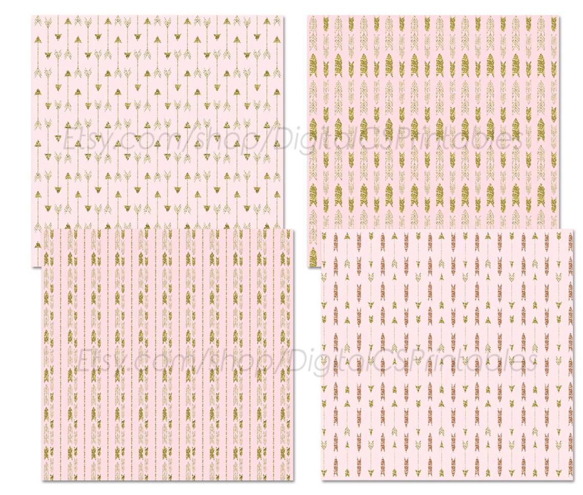 Peach Digital Paper Gold Glitter Digital Paper Gold Arrow Digital Paper ...