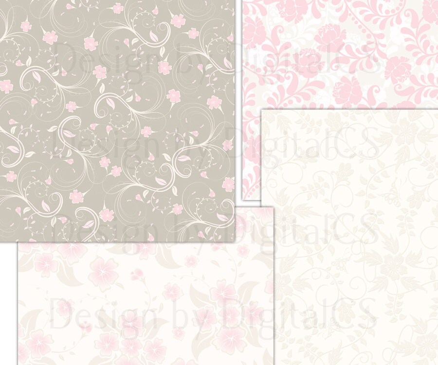 Pink Floral Digital Paper Pink Digital Paper Floral Digital Paper ...