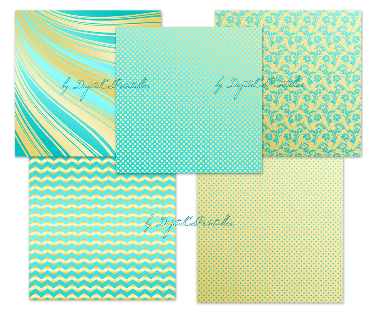 Turquoise Digital Paper Gold and Turquoise Digital Paper Gold Digital ...