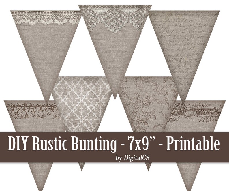 Printable Burlap Bunting Garland Rustic Bunting Banner Cottage Chic ...