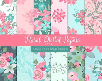 Romantic Floral Digital Paper Flowers Seamless Pattern - Etsy