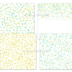 Confetti Digital Paper Mint and Gold Digital Paper Gold and Mint ...