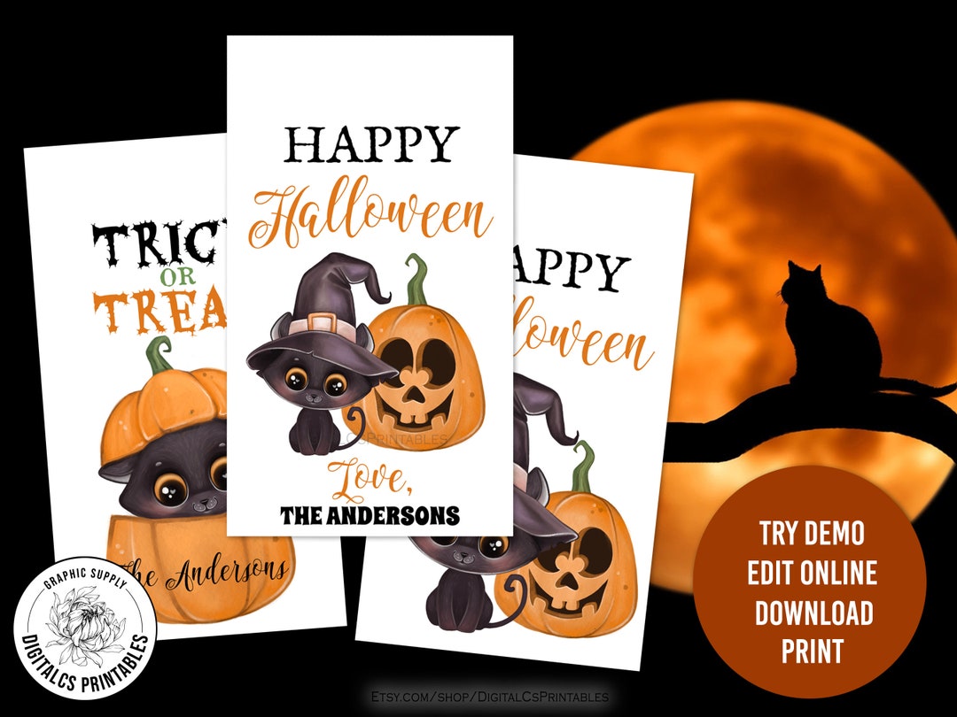 Editable Halloween Gift Tags Printable Halloween Tags Happy Halloween ...